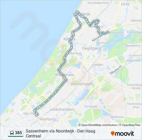 385 Route: dienstregelingen, haltes en kaarten - Den Haag Centraal ...