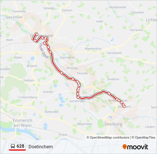 628 Route: dienstregelingen, haltes en kaarten - Doetinchem (Bijgewerkt)