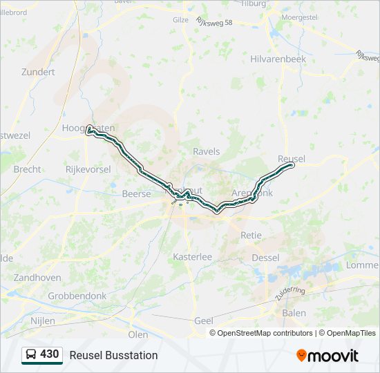 430 Route: dienstregelingen, haltes en kaarten - Reusel Busstation ...