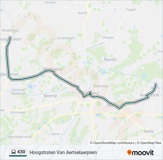 430 Route: dienstregelingen, haltes en kaarten - Hoogstraten Van ...