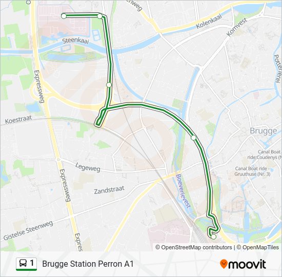 1 Route: dienstregelingen, haltes en kaarten - Brugge Station Perron A1 ...