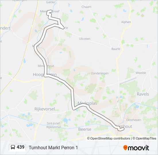 439 Route: dienstregelingen, haltes en kaarten - Turnhout Markt Perron ...