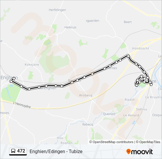 472 Itinéraire: Horaires, Arrêts & Plan - Enghien Gare‎→Tubize Gare ...