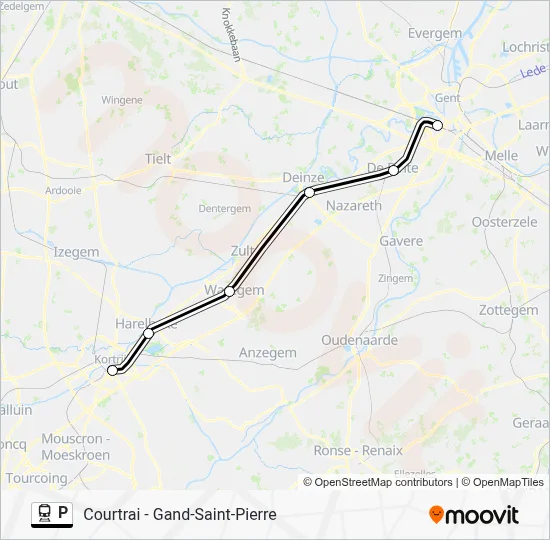 P Route: Schedules, Stops & Maps - Gand-Saint-Pierre‎→Courtrai (Updated)