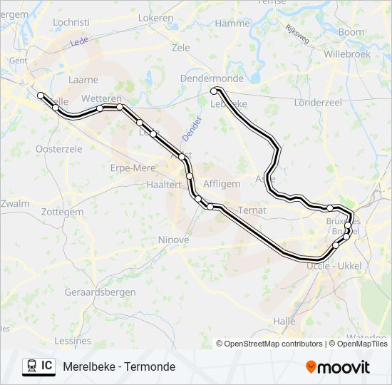 ic Itinéraire: Horaires, Arrêts & Plan - Merelbeke‎→Termonde (mis à jour)