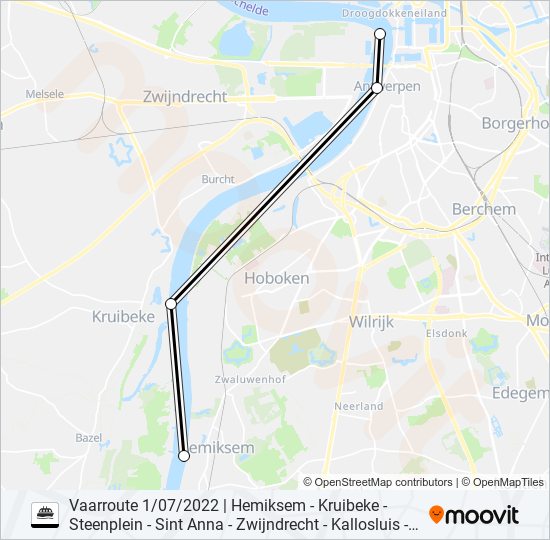 vaarroute 1072022 hemiksem kruibeke steenplein sint anna zwijndrecht ...