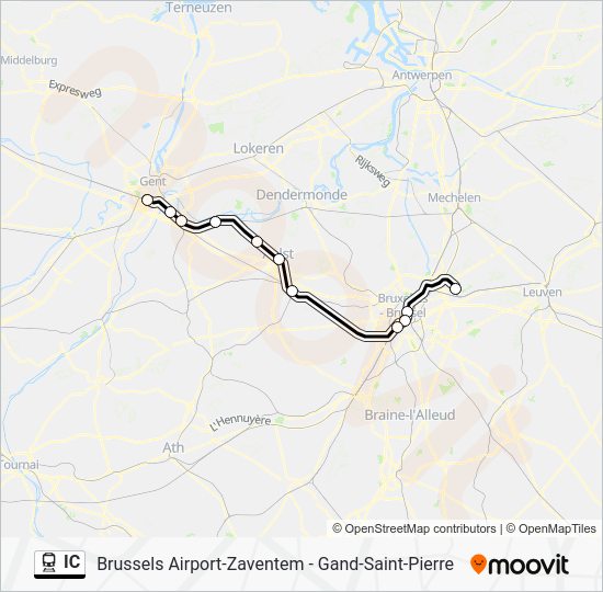 ic Route: Schedules, Stops & Maps - Brussels Airport-Zaventem‎→Gand ...