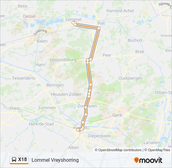 x18 Route: dienstregelingen, haltes en kaarten - Lommel Vreyshorring ...