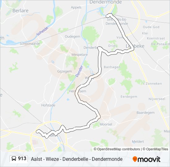 913 Route: dienstregelingen, haltes en kaarten - Aalst Technisch ...