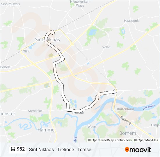 932 Route: dienstregelingen, haltes en kaarten - Temse Vrijheidstraat ...