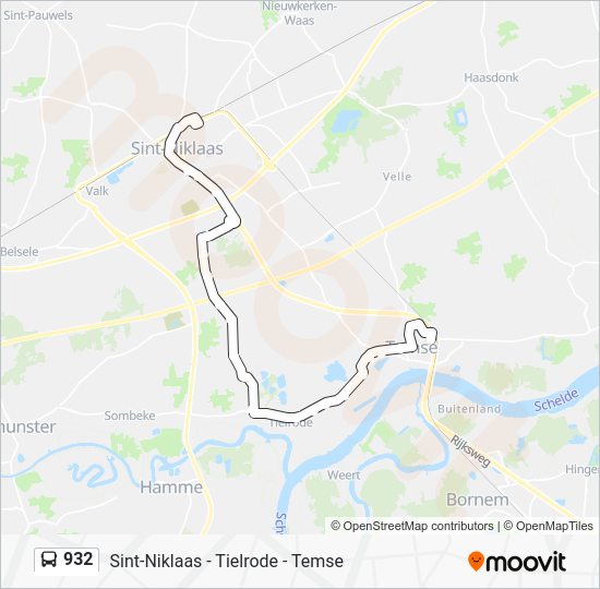 932 Route: dienstregelingen, haltes en kaarten - Temse Vrijheidstraat ...