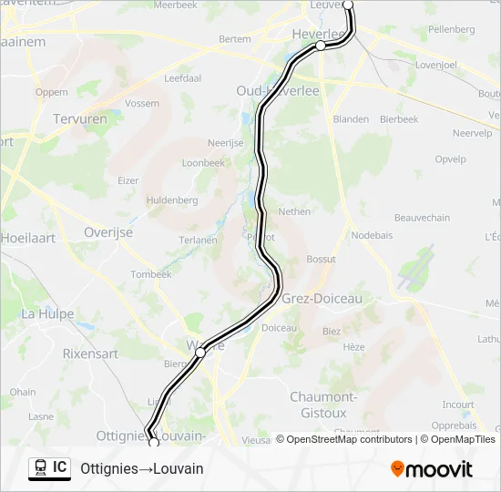 IC Route: Schedules, Stops & Maps - Ottignies‎→Leuven (Updated)