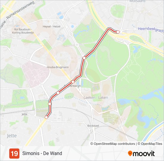 19 Itinéraire: Horaires, Arrêts & Plan - Cim. De Jette (mis à jour)