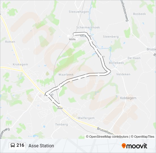 216 Itinéraire: Horaires, Arrêts & Plan - Asse Station (mis à jour)