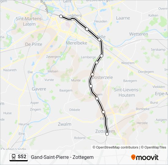 s52 Route: dienstregelingen, haltes en kaarten - Gand-Saint-Pierre‎→ ...