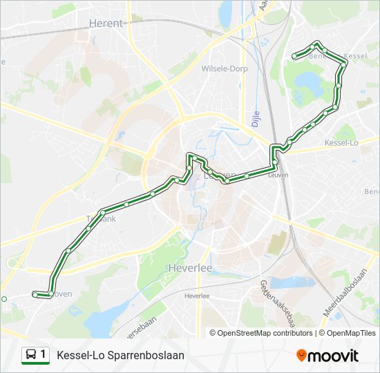 1 Itinéraire: Horaires, Arrêts & Plan - Kessel-Lo Sparrenboslaan (mis à ...