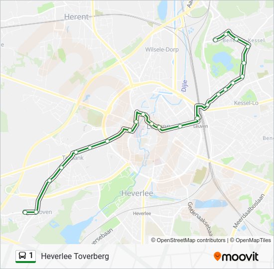 1 Itinéraire: Horaires, Arrêts & Plan - Heverlee Toverberg (mis à jour)
