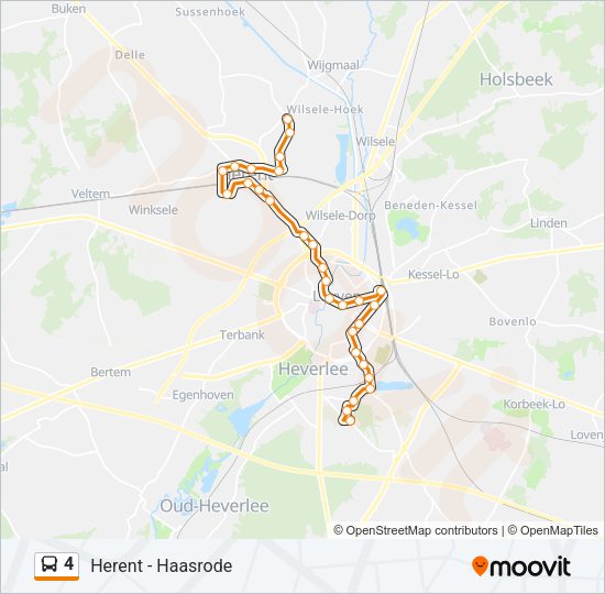 4 Route: Schedules, Stops & Maps - Heverlee Kazerne (H. Hart) (Updated)