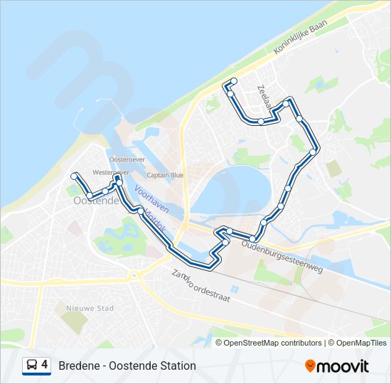 4 Itinéraire: Horaires, Arrêts & Plan - Oostende Marie Joséplein Perron ...