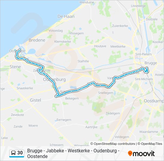 30 Itinéraire: Horaires, Arrêts & Plan - Oostende Station Perron 10 ...
