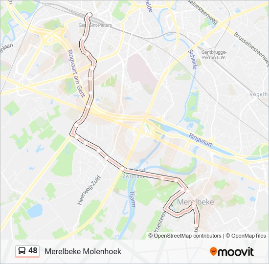 48 Itinéraire: Horaires, Arrêts & Plan - Merelbeke Molenhoek (mis à jour)