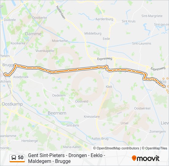 50 Itinéraire: Horaires, Arrêts & Plan - Brugge Station Perron C3 (mis ...