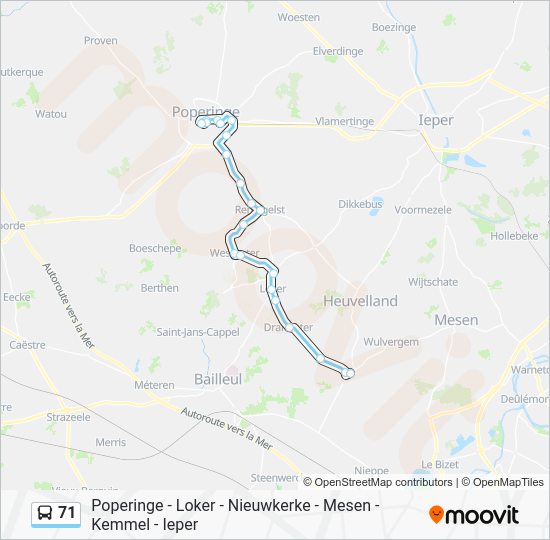71 Route: Schedules, Stops & Maps - Nieuwkerke Dorp (Updated)