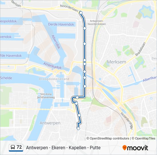 72 Itinéraire: Horaires, Arrêts & Plan - Antwerpen P+R Luchtbal (mis à ...