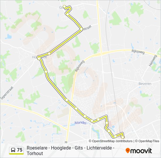 75 Route: dienstregelingen, haltes en kaarten - Gits Centrum (Bijgewerkt)