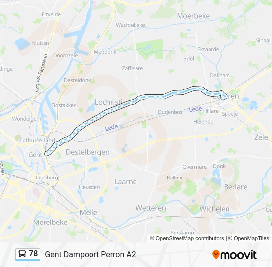 78 Route: dienstregelingen, haltes en kaarten - Gent Dampoort Perron A2 ...