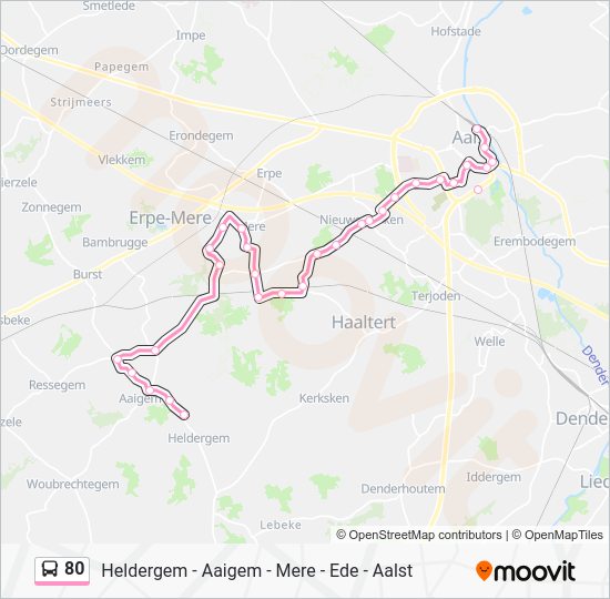 80 Itinéraire: Horaires, Arrêts & Plan - Aalst Station Perron 4 (mis à ...