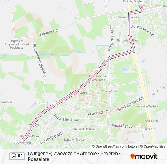81 Itinéraire: Horaires, Arrêts & Plan - Zwevezele Dorp (mis à jour)