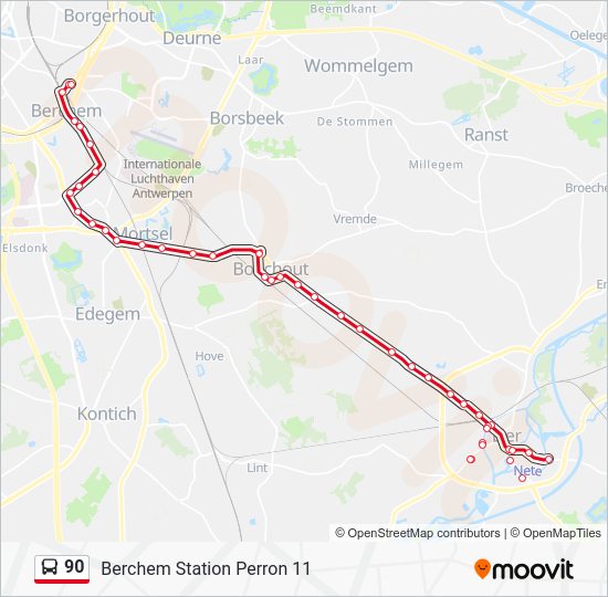 90 Route: Schedules, Stops & Maps - Berchem Station Perron 11 (Updated)
