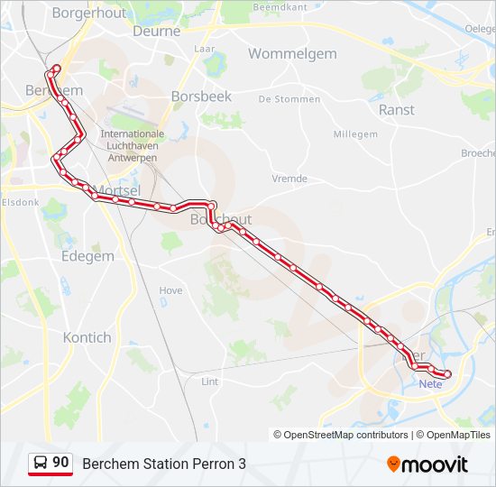 90 Route: Schedules, Stops & Maps - Berchem Station Perron 3 (Updated)