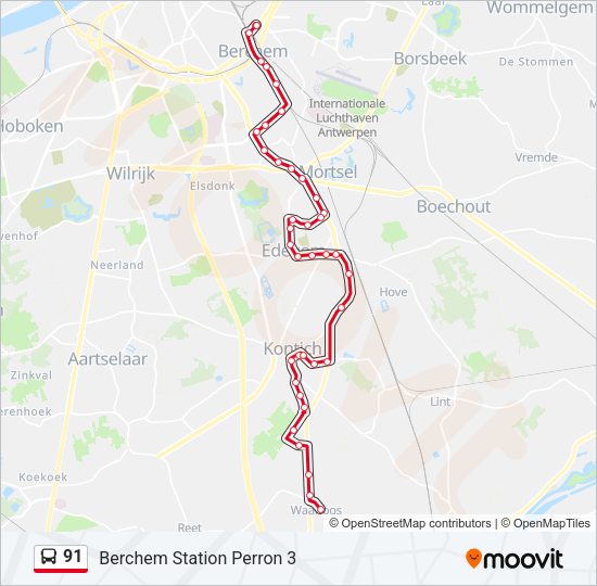91 Route: dienstregelingen, haltes en kaarten - Berchem Station Perron ...