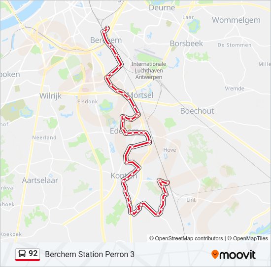 92 Route: Schedules, Stops & Maps - Berchem Station Perron 3 (Updated)