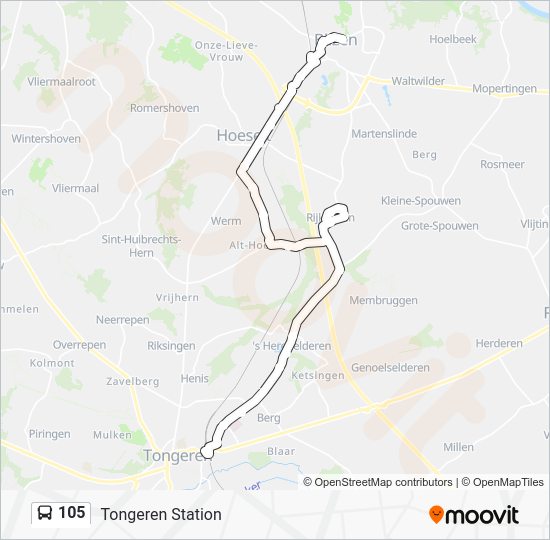105 Itinéraire: Horaires, Arrêts & Plan - Tongeren Station (mis à jour)