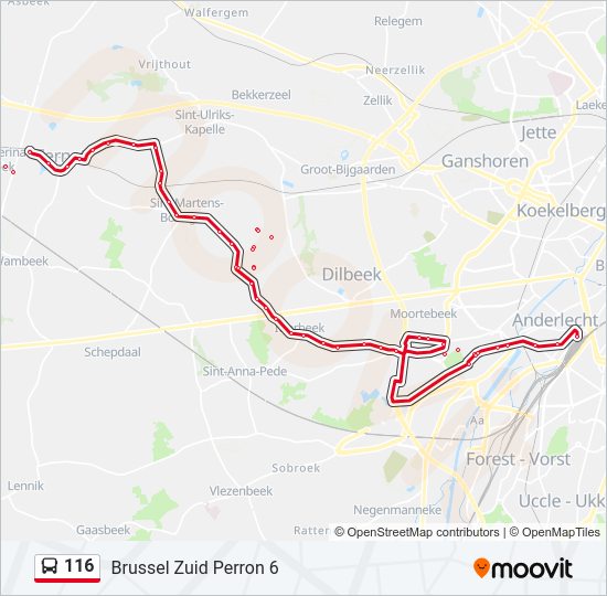 116 Itinéraire: Horaires, Arrêts & Plan - Brussel Zuid Perron 6 (mis à ...