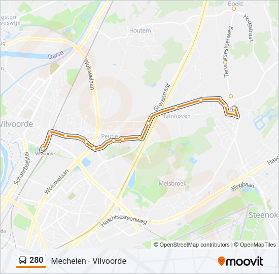 280 Itinéraire: Horaires, Arrêts & Plan - Vilvoorde Station Perron 5 ...