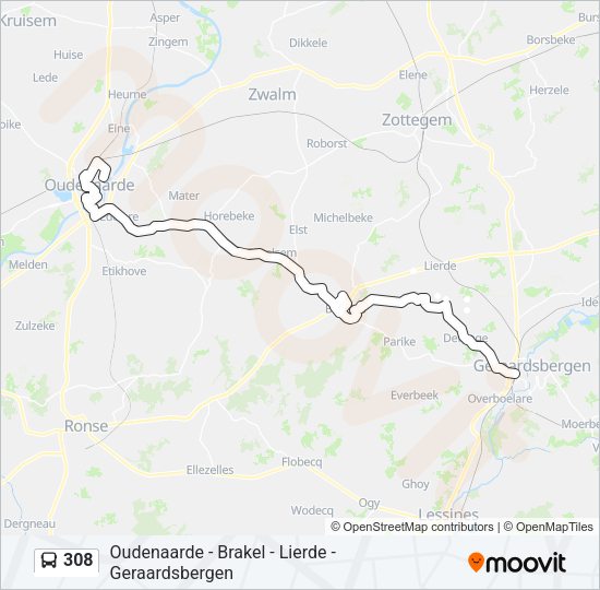 308 Route: Schedules, Stops & Maps - Geraardsbergen Tijdelijk ...
