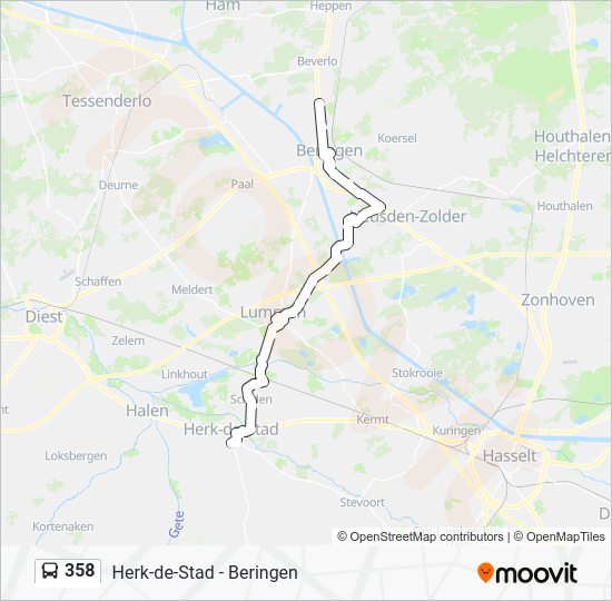 358 Itinéraire: Horaires, Arrêts & Plan - Koersel Beringen Mijnen (mis ...