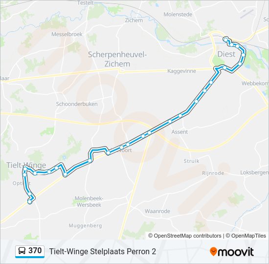 370 Route: dienstregelingen, haltes en kaarten - Tielt-Winge Stelplaats ...