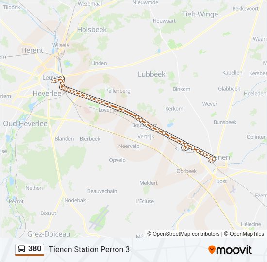 380 Itinéraire: Horaires, Arrêts & Plan - Tienen Station Perron 3 (mis ...