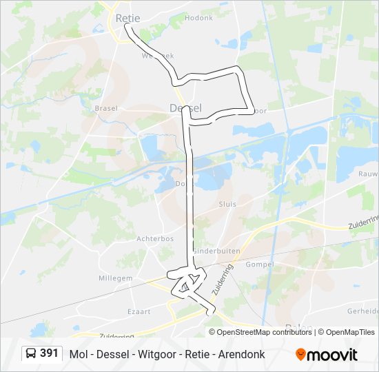 391 Route: dienstregelingen, haltes en kaarten - Retie Markt (Bijgewerkt)