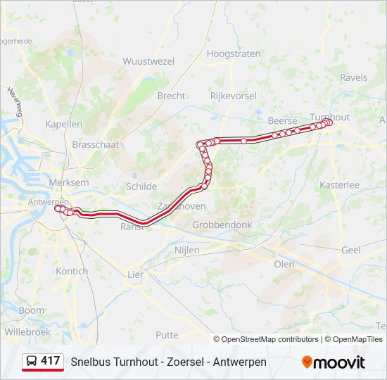 417 Itinéraire: Horaires, Arrêts & Plan - Antwerpen Roosevelt Perron A3 ...