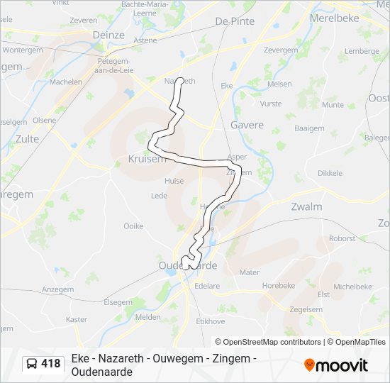 418 Route: dienstregelingen, haltes en kaarten - Oudenaarde ...