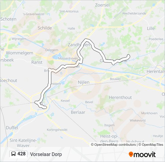 428 Itinéraire: Horaires, Arrêts & Plan - Vorselaar Dorp (mis à jour)
