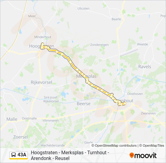 43A Route: dienstregelingen, haltes en kaarten - Turnhout Markt Perron ...
