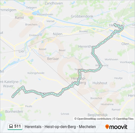 511 Route: Schedules, Stops & Maps - Sint-Katelijne-Waver Hagelstein ...