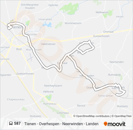 587 Itinéraire: Horaires, Arrêts & Plan - Landen Station Perron 1 (mis ...